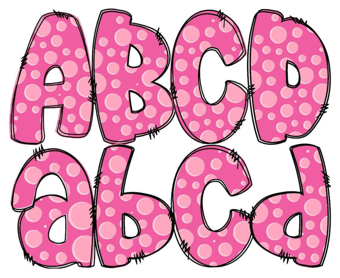 Pink Doodle Alphabet Png, Cute Hand Drawn Pink Letters Clipart, Fun ...