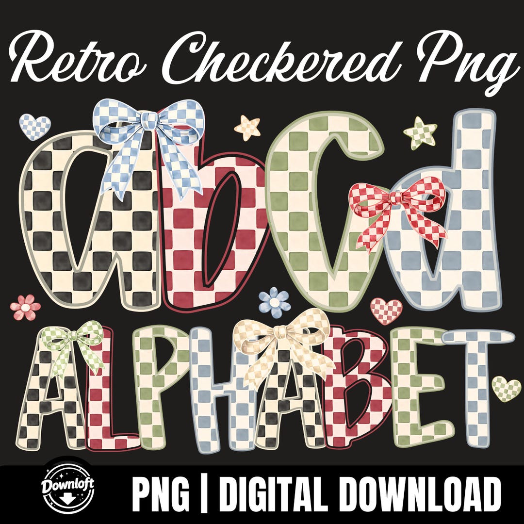 Retro Checkered Alphabet PNG, Preppy Gingham Bubble Letters, Coquette ...
