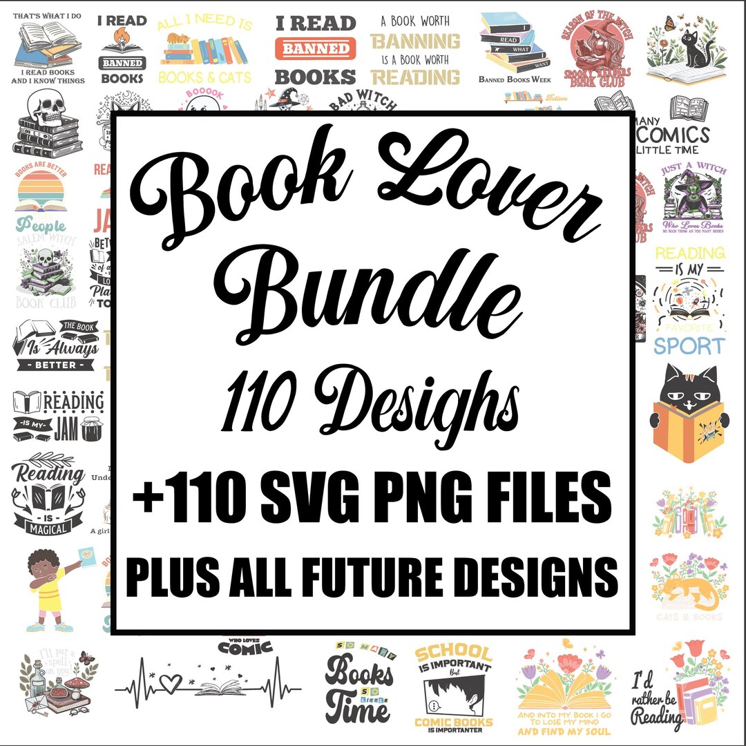 Book Bundle Svg, 100+ Book Svg, Reading Bundle Svg, Fantasy Book Svg ...