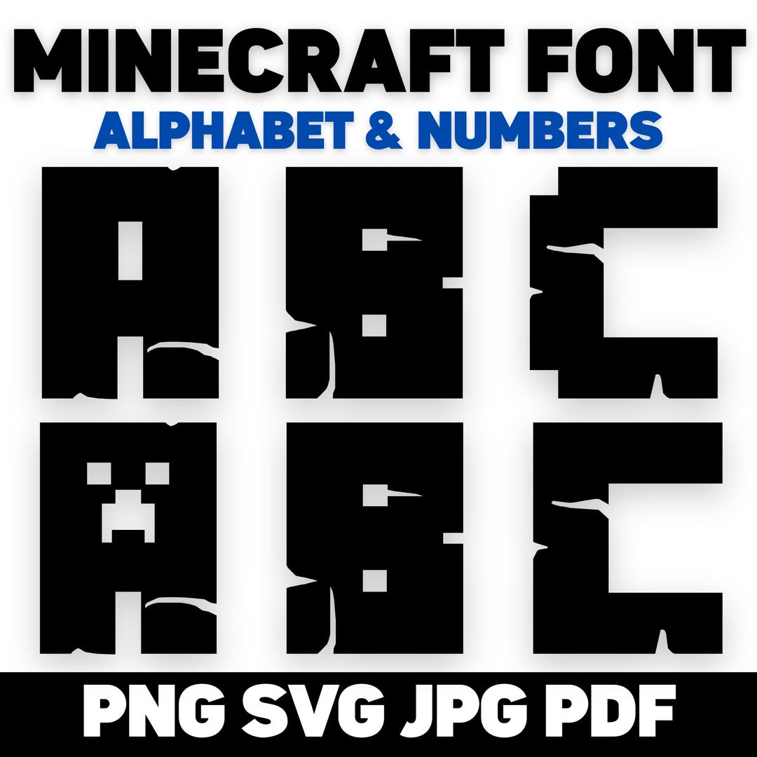 Minecraft Font SVG Bundle, Gamer Alphabet & Number Cut Files, Cricut ...