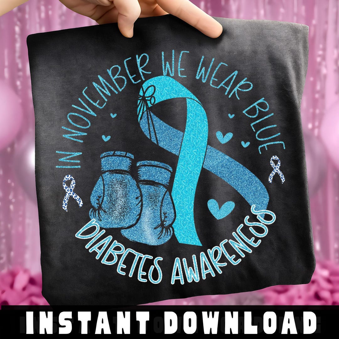 In November We Wear Blue Png, Diabetes Awareness PNG, Blue Ribbon PNG ...