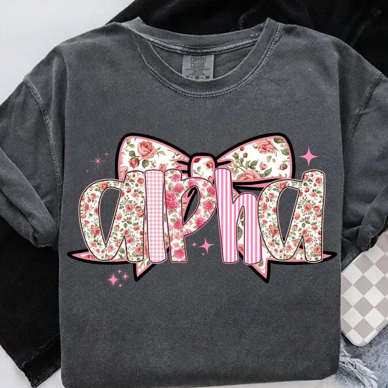 Pink Retro Floral Alphabet Png, Preppy Grand Millennial Font, Retro ...