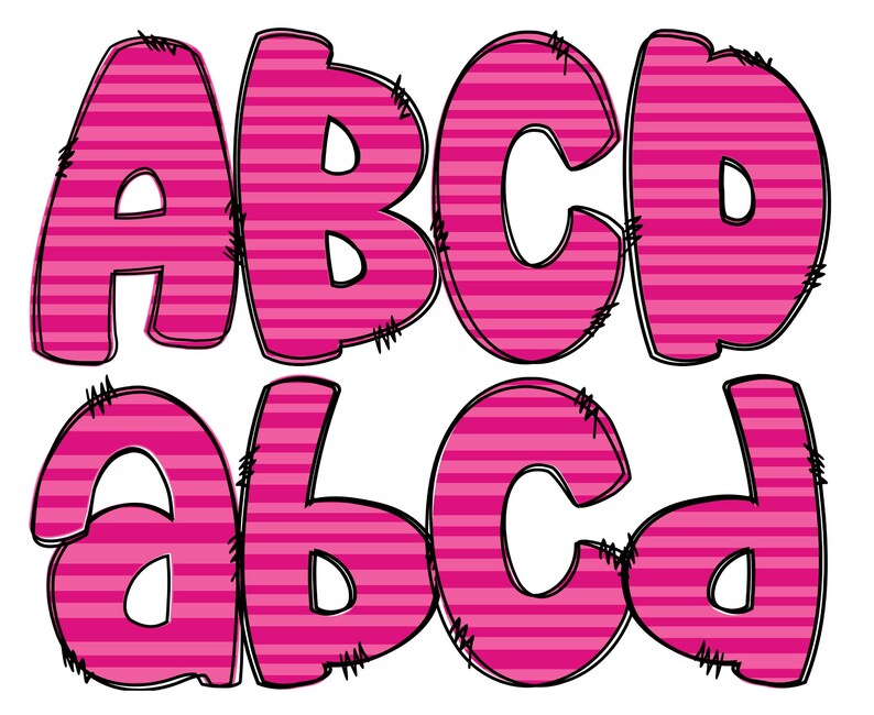 Pink Doodle Alphabet Png, Cute Hand Drawn Pink Letters Clipart, Fun ...