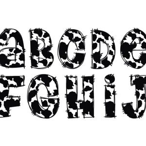 Cow Print Doodle Alphabet PNG: Animal Font (digital Download - Etsy