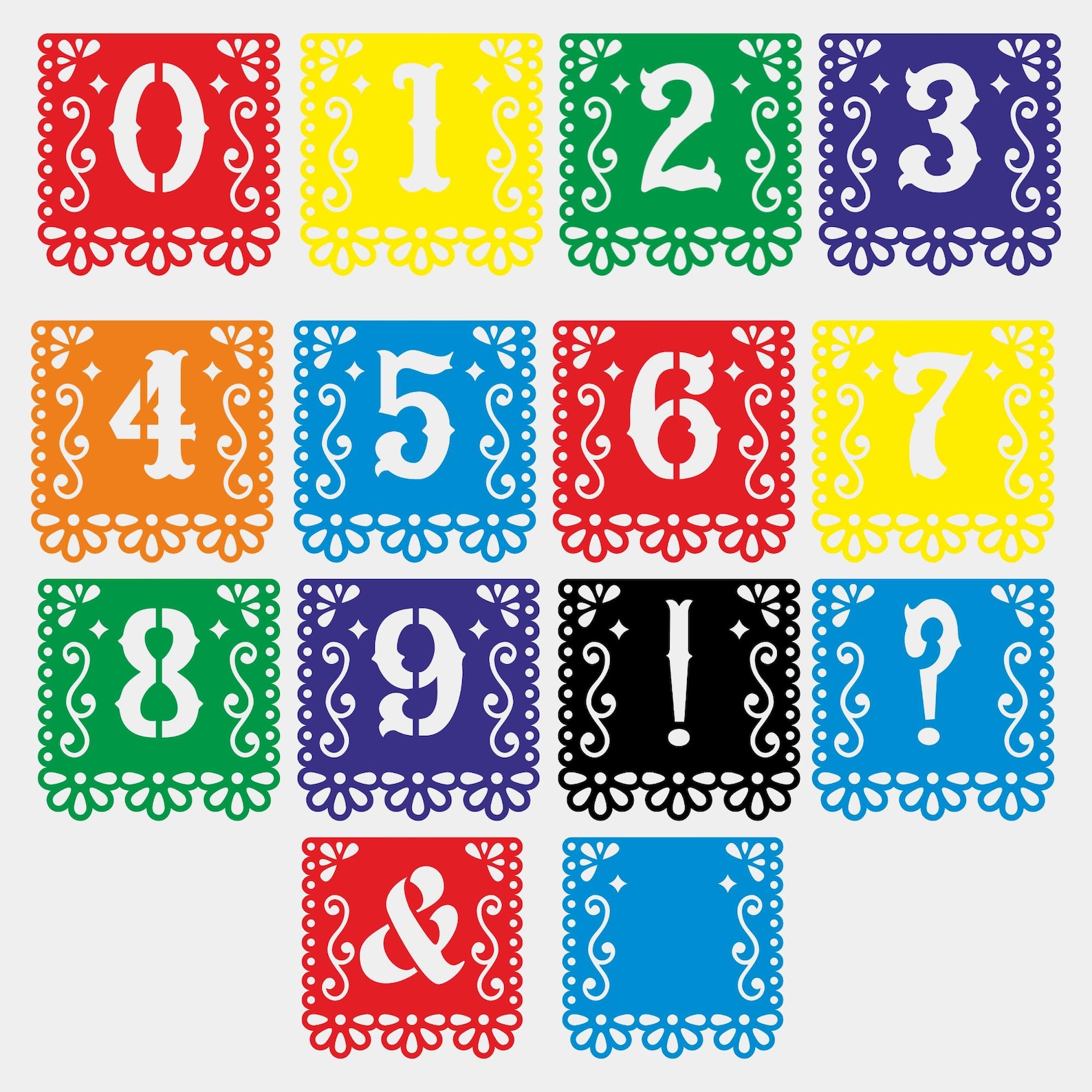 Papel Picado Font Svg, Papel Picado Letters and Numbers, Papel Picado ...