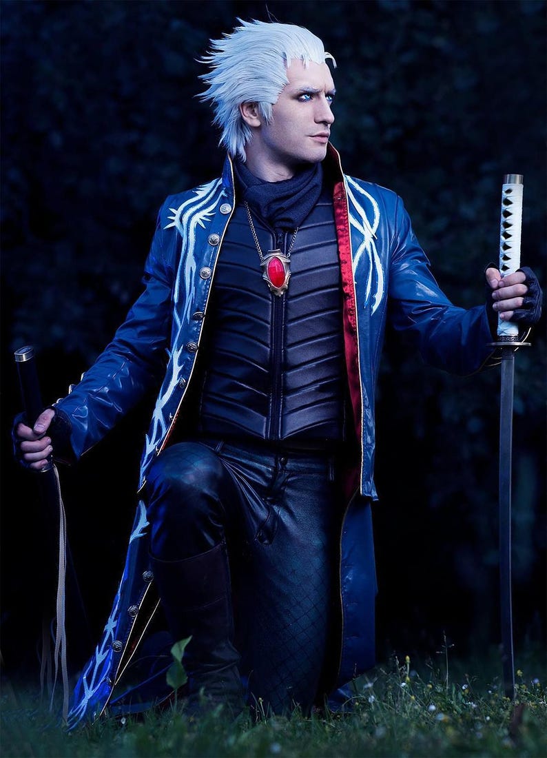 Dante Devil May Cry 3 Leather Trench Coat | DMC Dante Cosplay Blue Coat ...