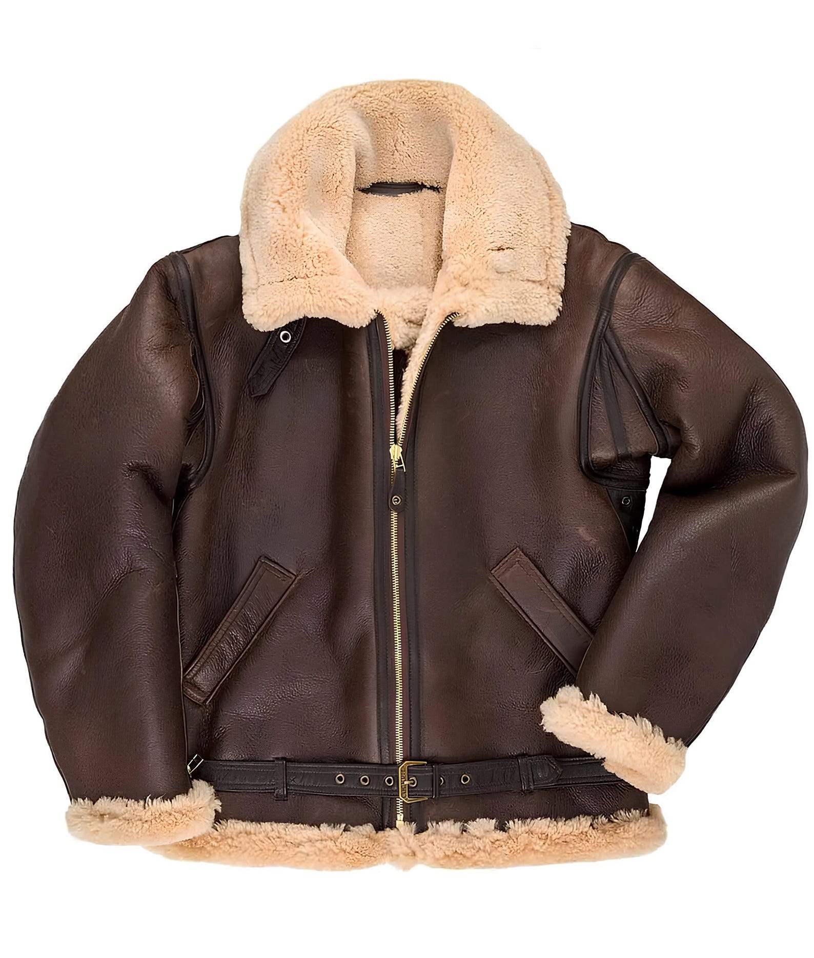 Men's B3 Bomber Shearling Leather Jacket: Tom Hardy Dunkirk Aviator ...