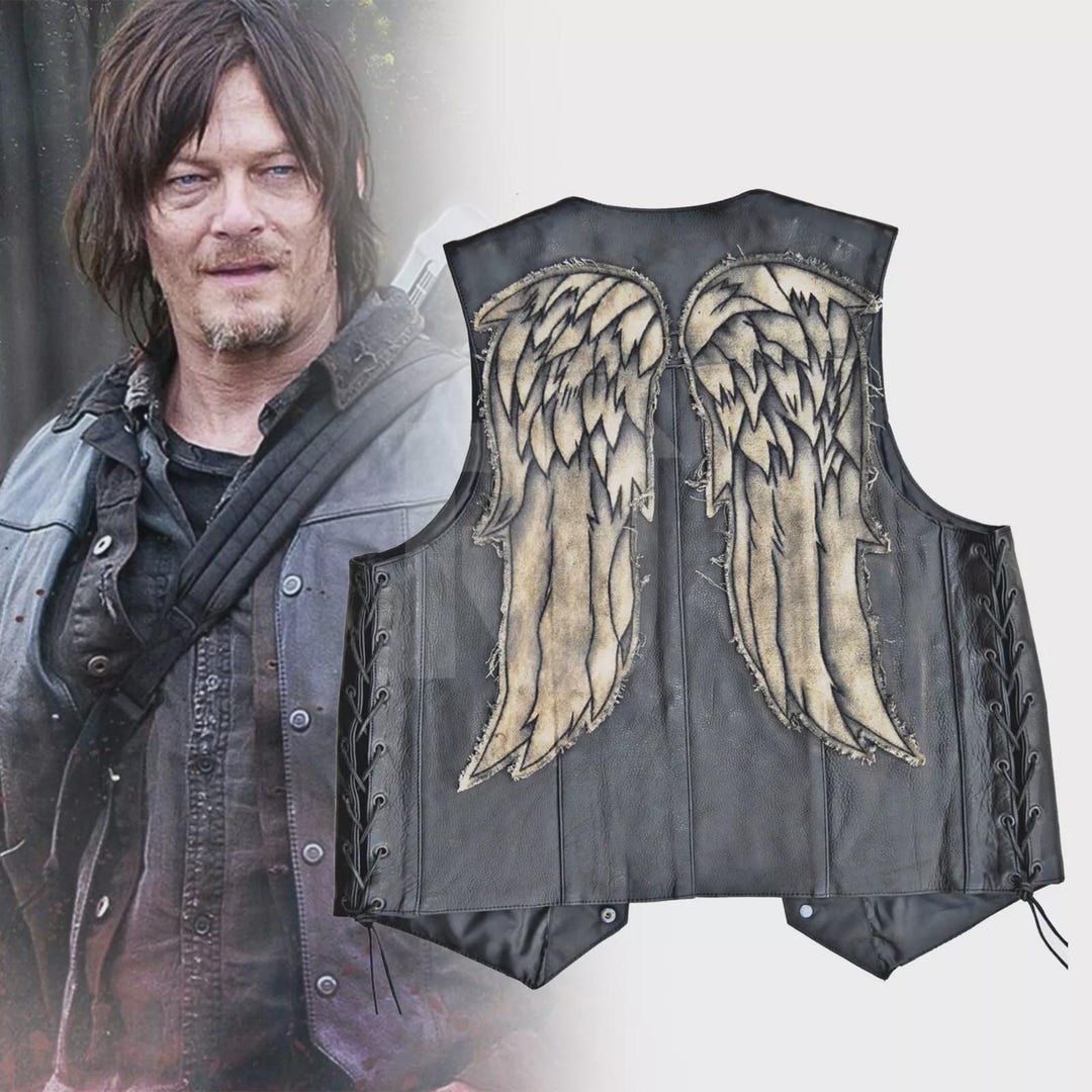 Daryl Dixon Leather Vest: Angel Wings Motorcycle Cosplay Costume - Etsy