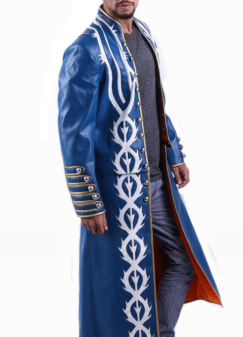 Dante Devil May Cry 3 Leather Trench Coat | DMC Dante Cosplay Blue Coat ...