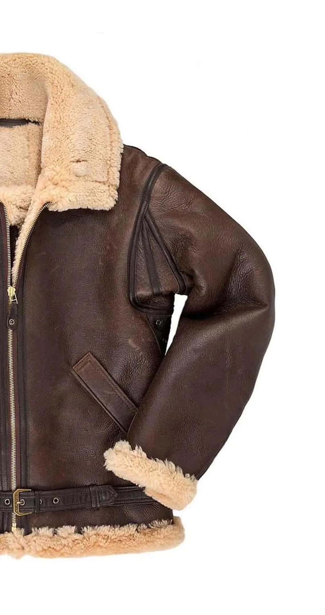 Men's B3 Bomber Shearling Leather Jacket: Tom Hardy Dunkirk Aviator ...