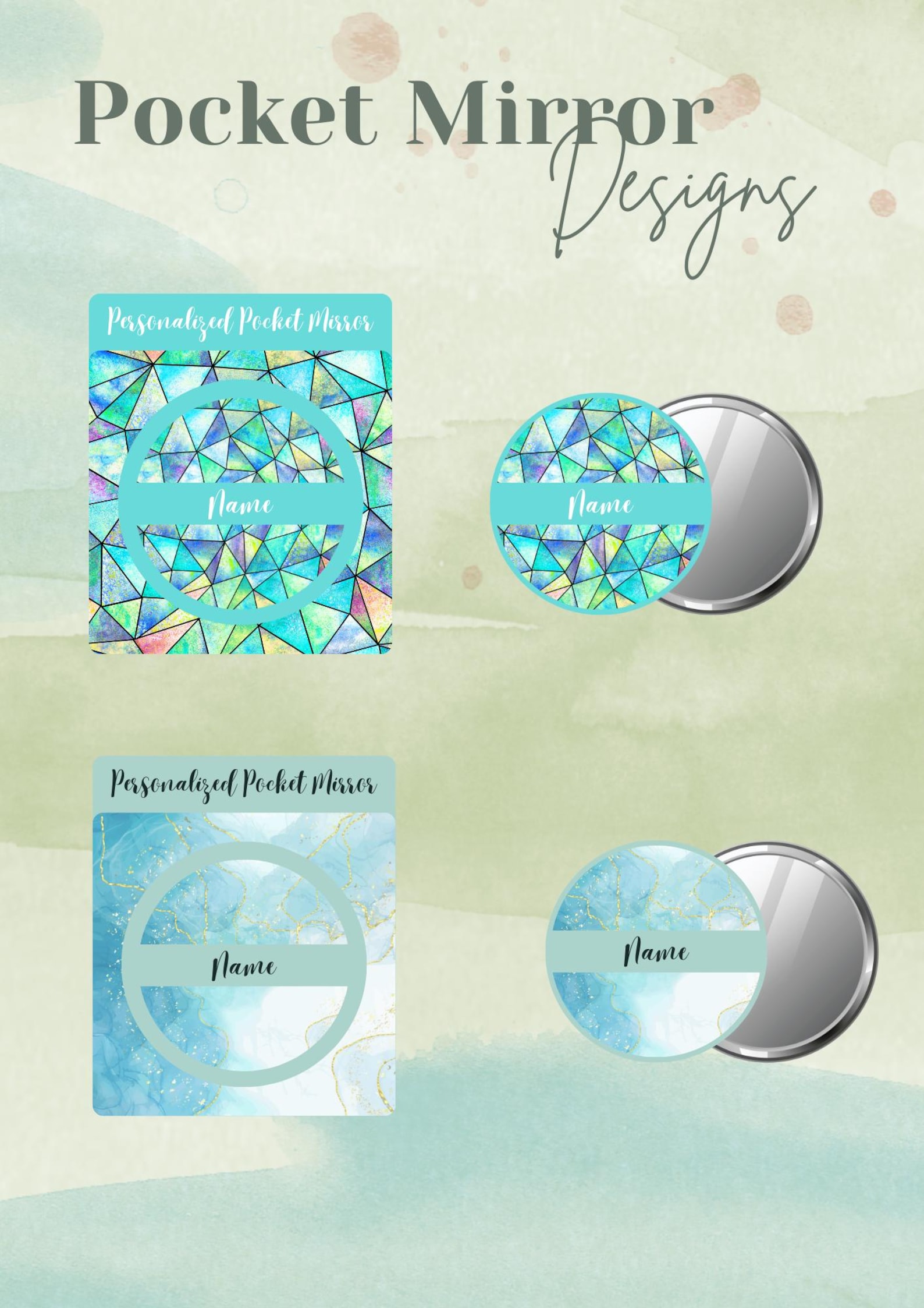 150 Editable Pocket Mirror Design Templates W/ Backcard for Packaging ...