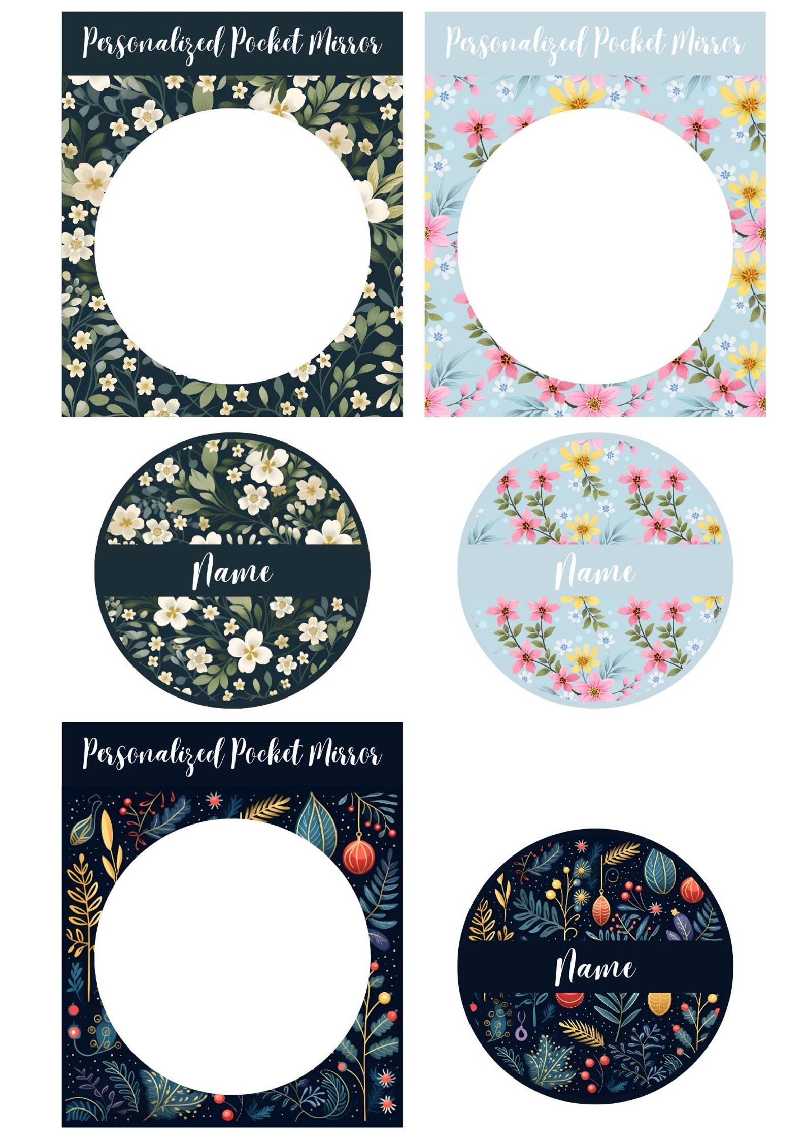 138 Pocket Mirror Design Templates | 58mm | Editable Digital Download ...