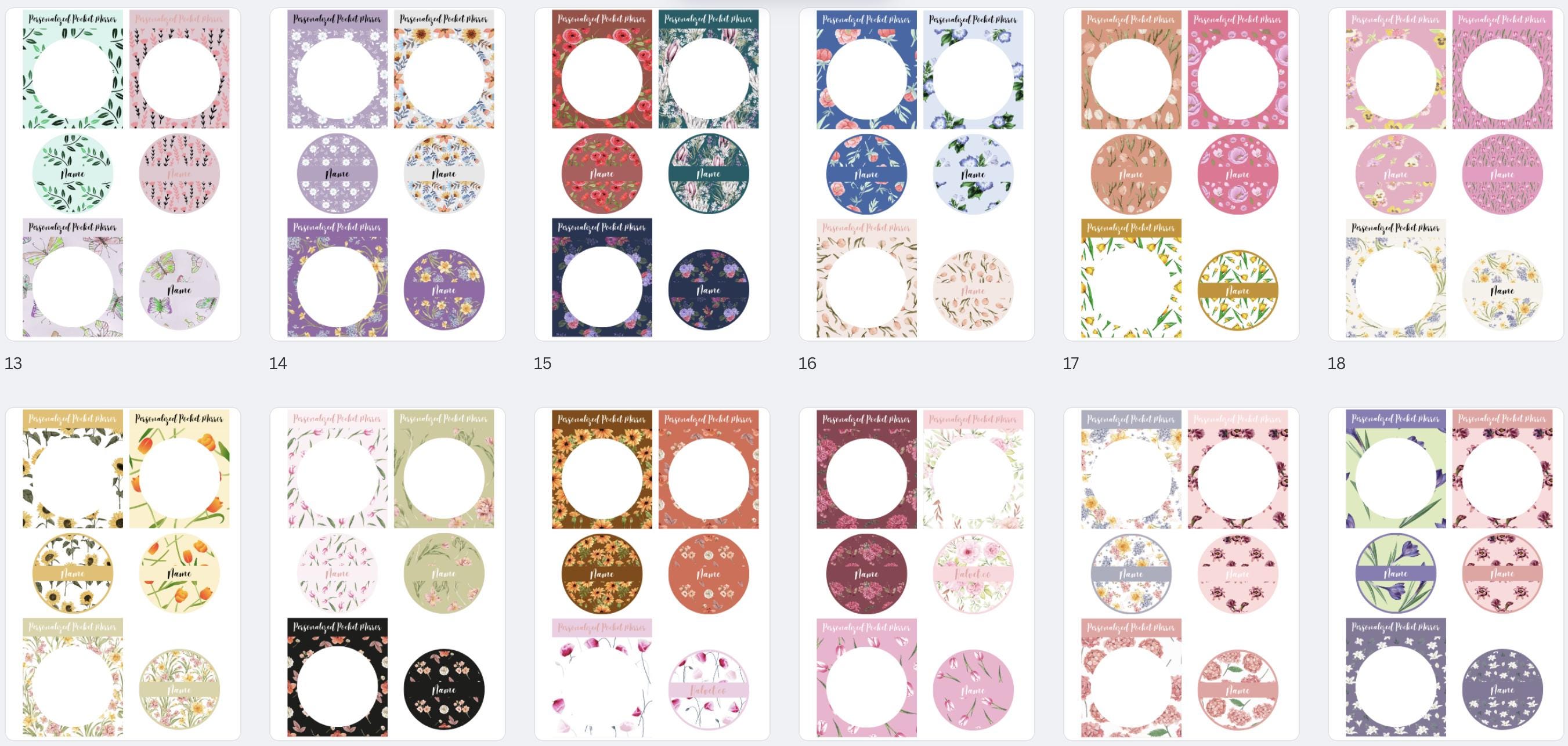 150 Pocket Mirror Design Templates | Floral, Cat, Dog (digital Download ...