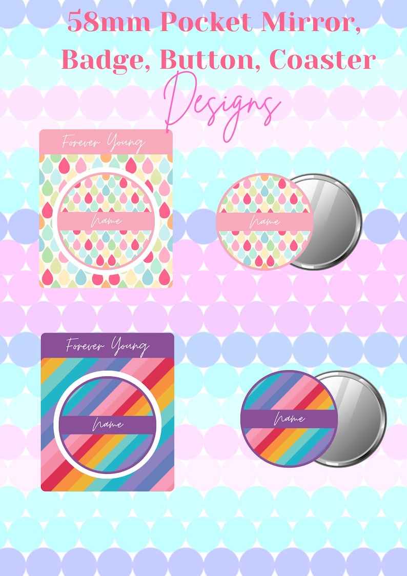 174 Rainbow Editable Personalized Badge, Button, Coaster & Mirror ...