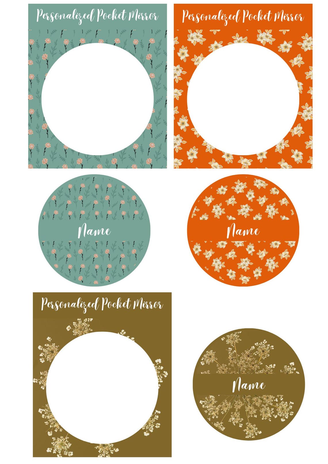 138 Pocket Mirror Design Templates | 58mm | Editable Digital Download ...
