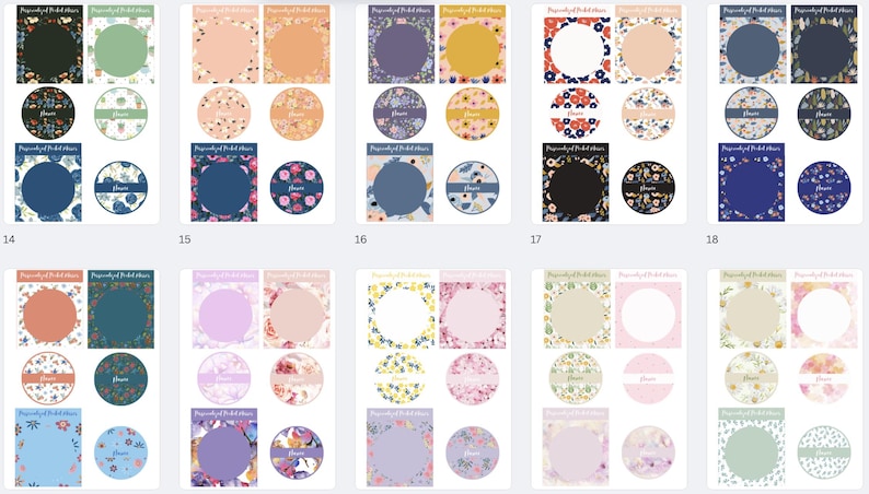 Floral Pocket Mirror Design Templates | 58mm, Editable (digital ...