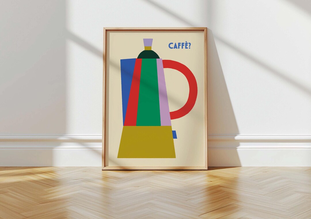 Colorful Moka Pot Coffee Art Print: Italian Kitchen Decor (digital ...
