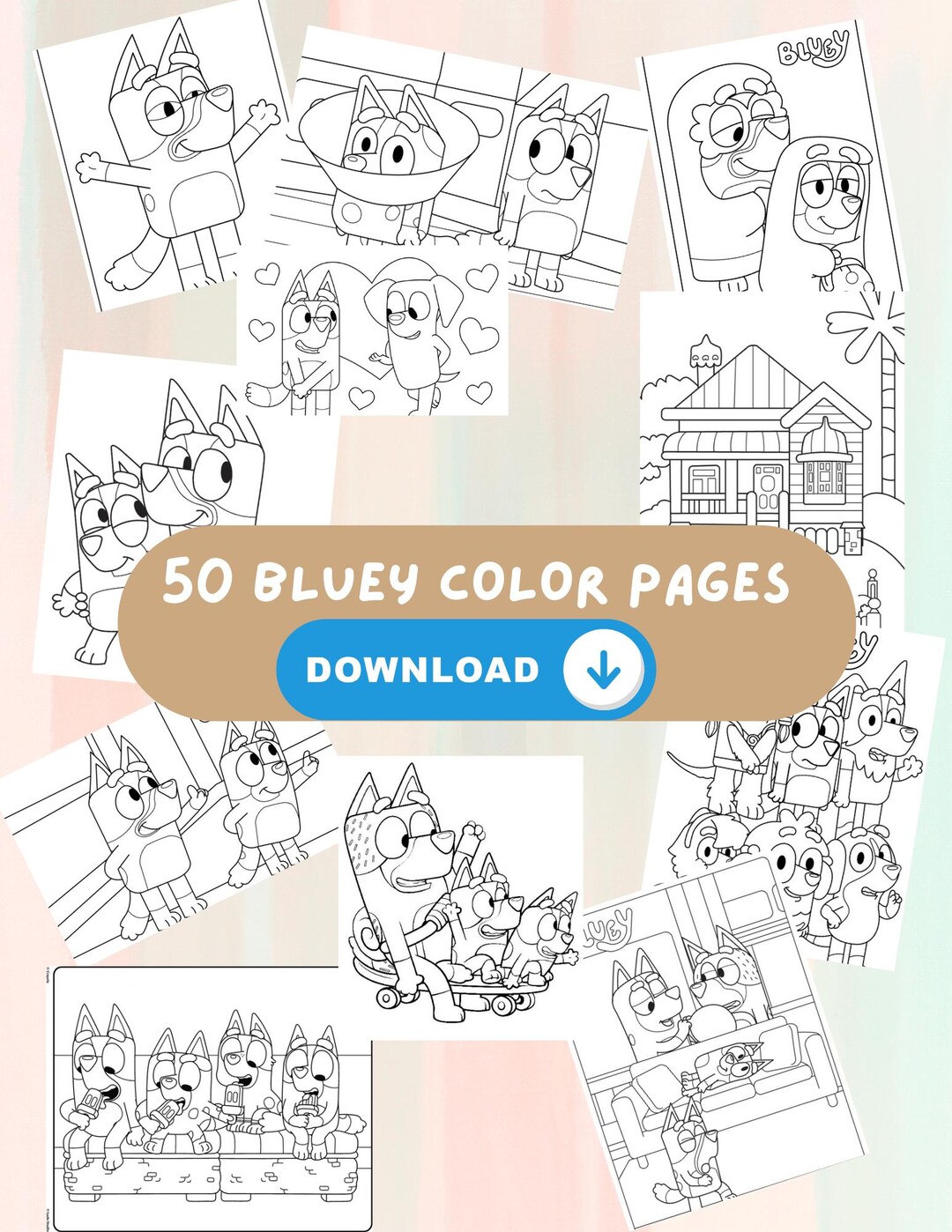 50 Blue Dog Coloring Pages – Instant Download - Etsy