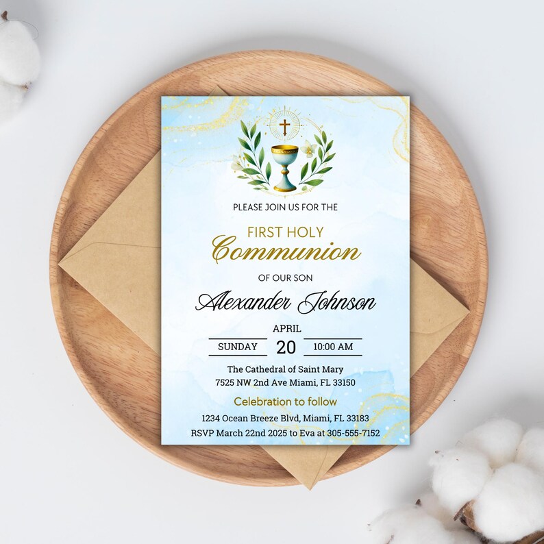 Editable First Holy Communion Invitation Template, Communion Invite ...