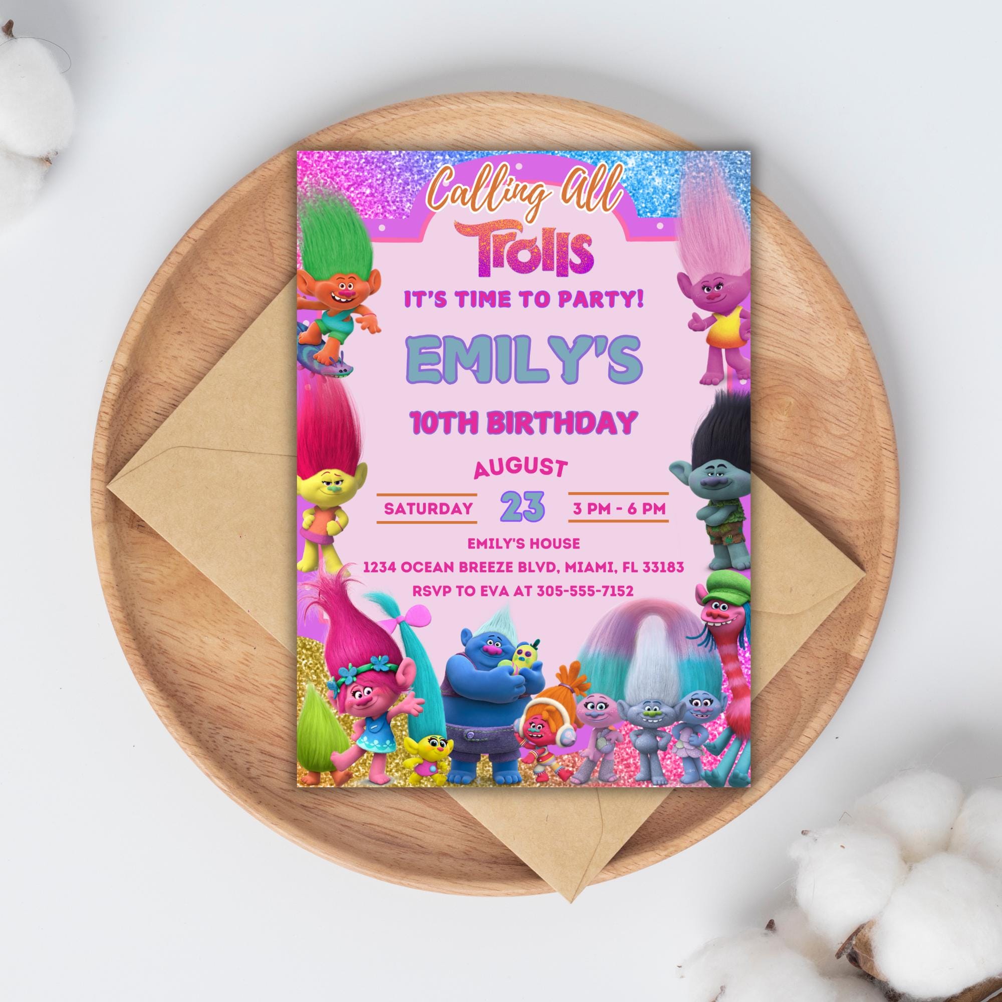 Editable Trolls Birthday Invitation I Trolls Craziest Party I Trolls ...