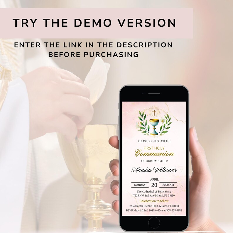 Editable First Holy Communion Invitation Template, Communion Invitation ...