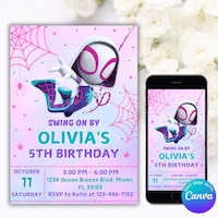 Editable Ghost Spider Birthday Invitation, Spidey Birthday Invite ...