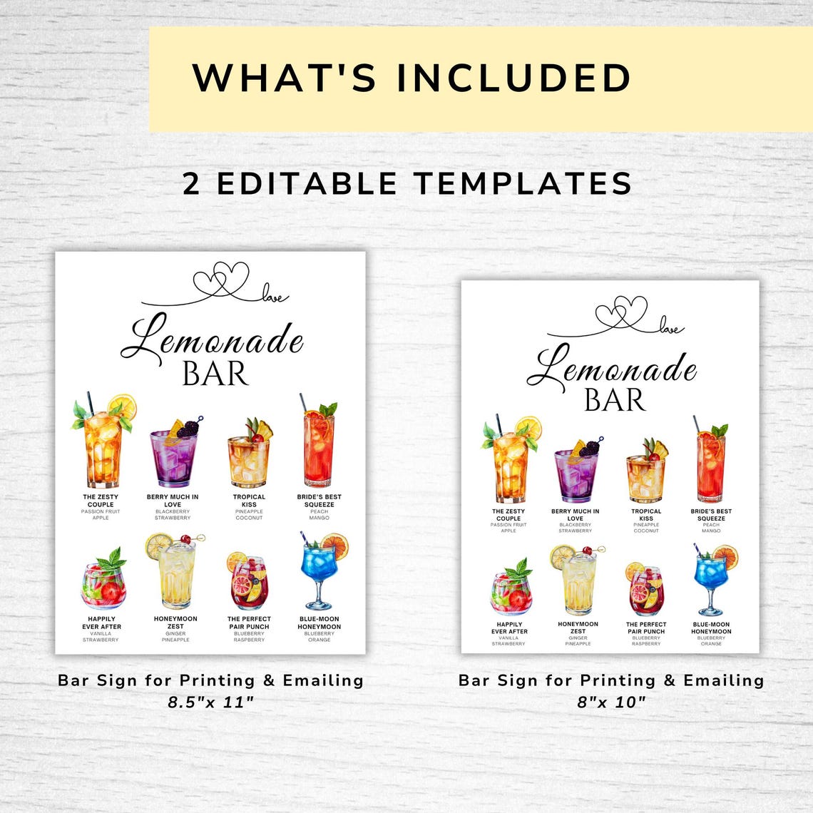 Editable Wedding Lemonade Bar Menu, Wedding Lemonade Stand Lemonade Bar ...