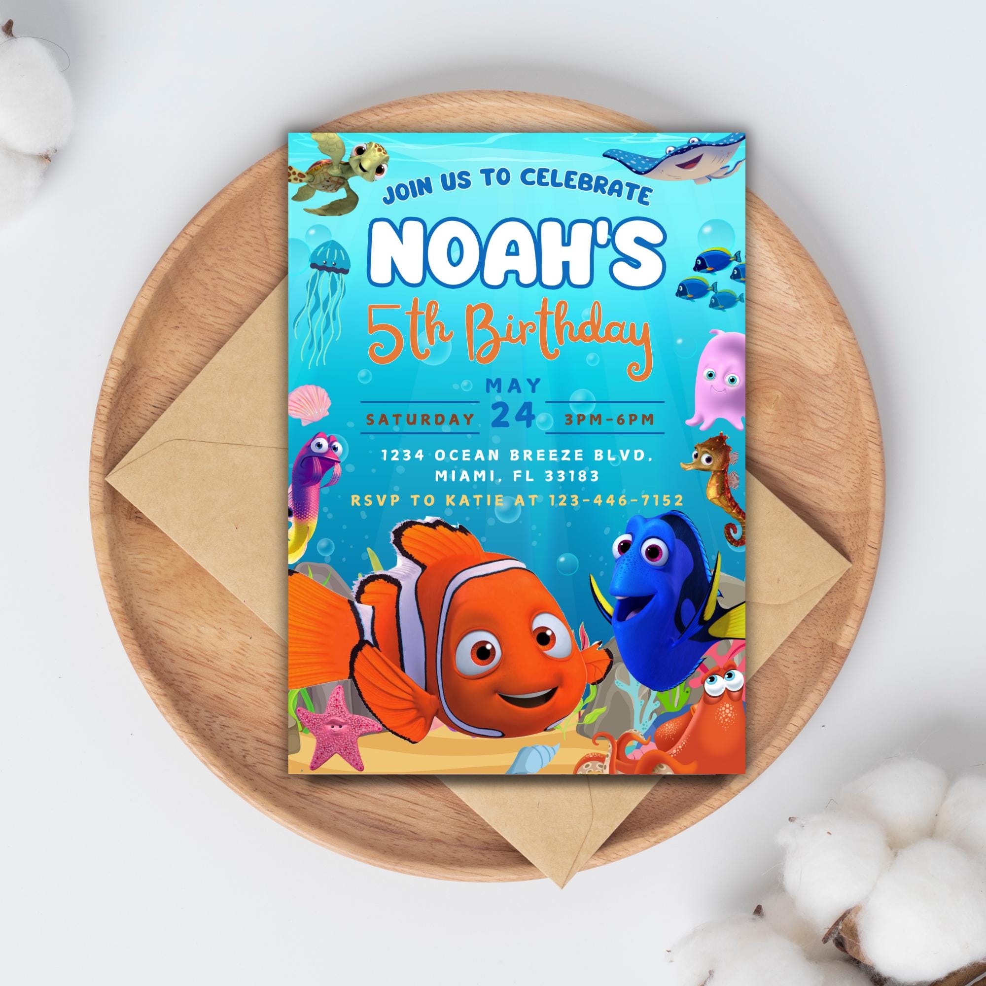 Editable Finding Nemo Birthday Invitation, Finding Dory Birthday ...