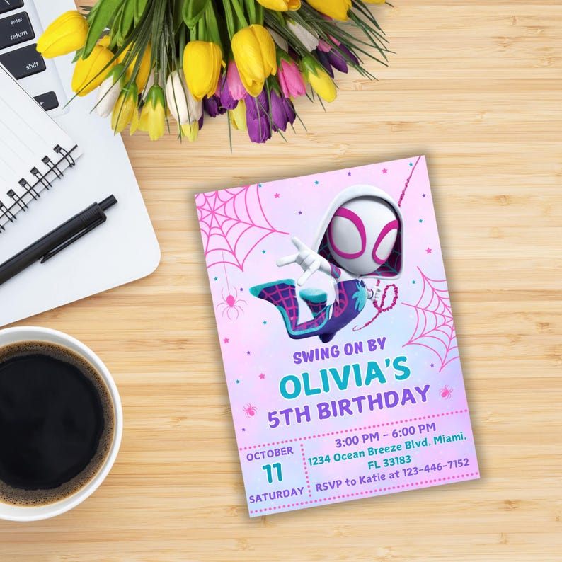 Editable Ghost Spider Birthday Invitation, Spidey Birthday Invite ...