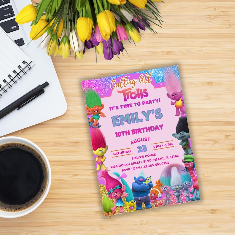 Editable Trolls Birthday Invitation I Trolls Craziest Party I Trolls ...