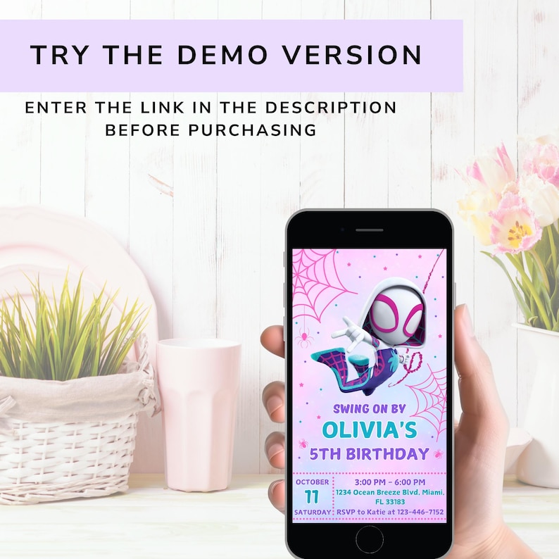 Editable Ghost Spider Birthday Invitation, Spidey Birthday Invite ...