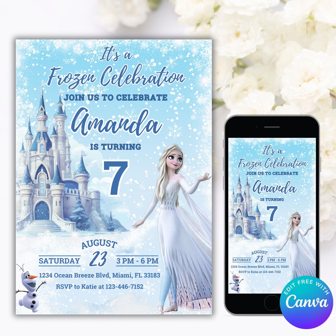 Editable Frozen Birthday Invitation I Printable Frozen Invitation I ...