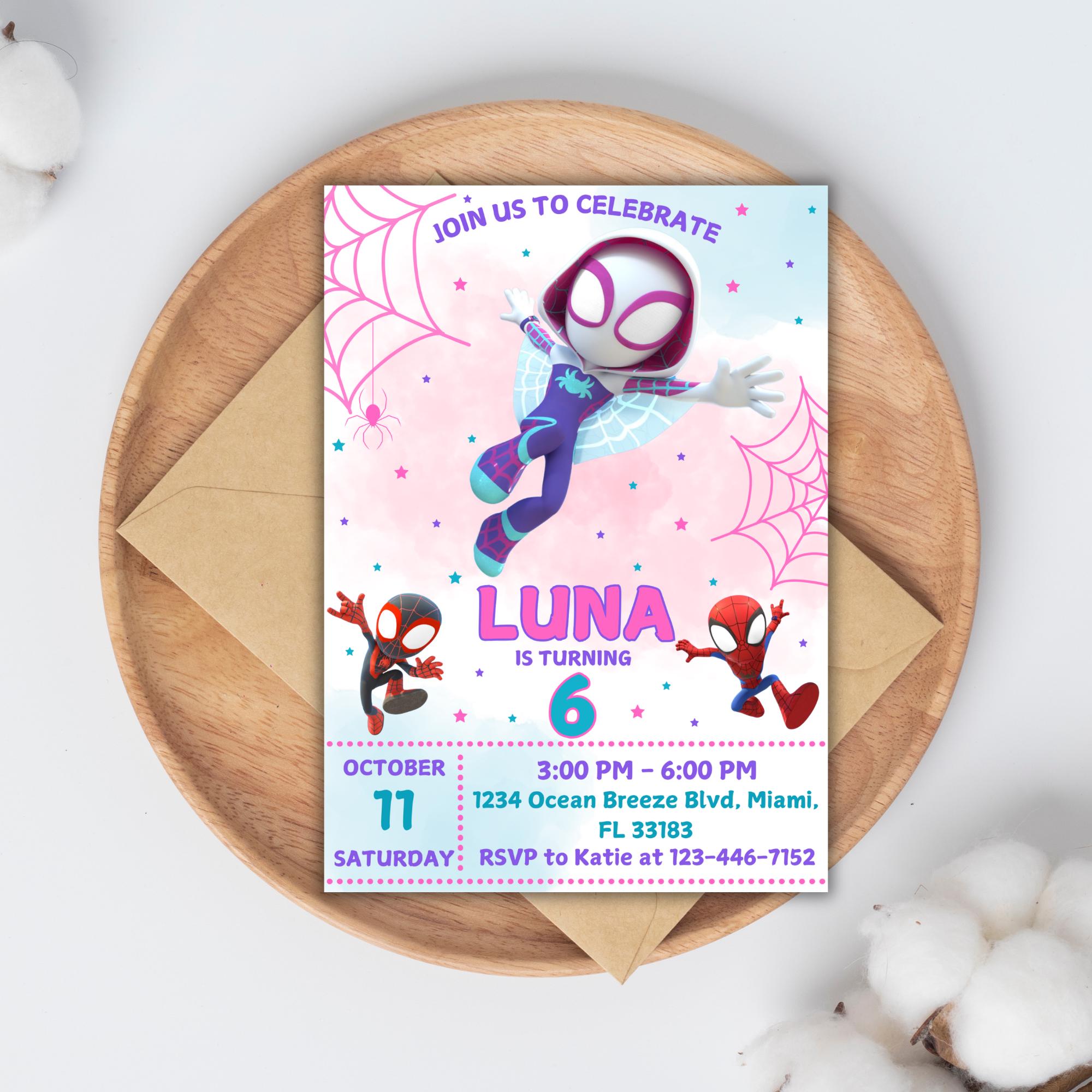 Editable Ghost Spider Birthday Invitation, Spidey Birthday Invite ...