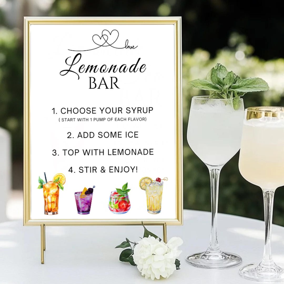 Editable Wedding Lemonade Bar Sign, Wedding Lemonade Stand Lemonade Bar ...