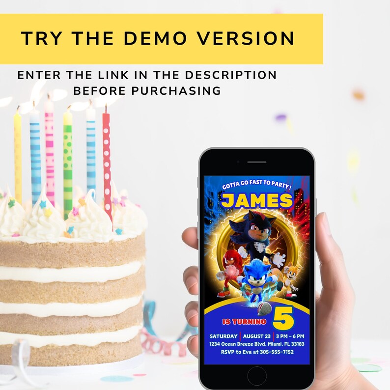Editable Sonic Invitation, Sonic 3 Birthday, Sonic Invitation Template ...