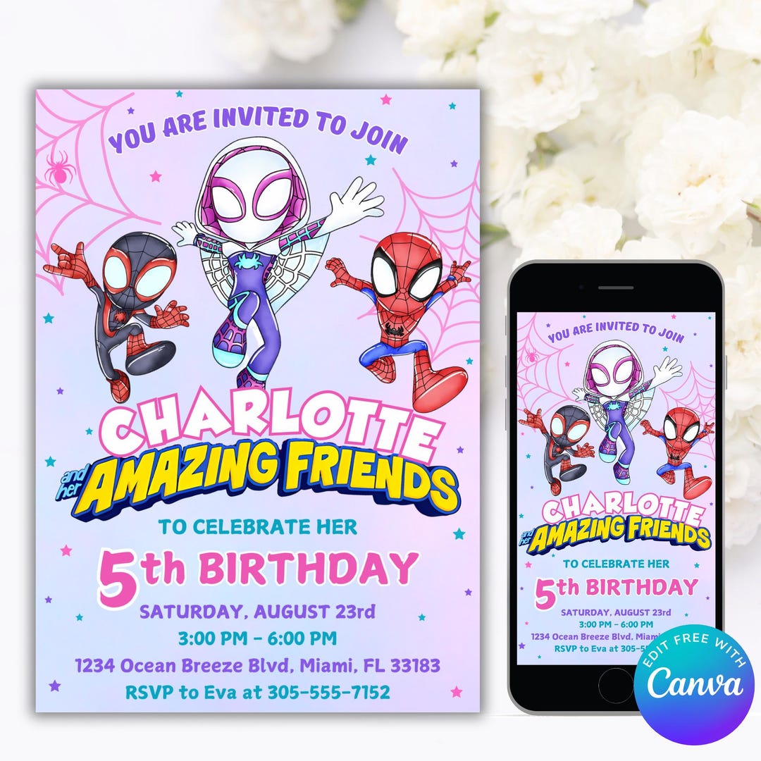 Editable Ghost Spider Birthday Invitation, Spidey Birthday Invite ...