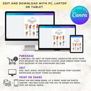 Editable Wedding Lemonade Bar Menu, Wedding Lemonade Stand Lemonade Bar ...