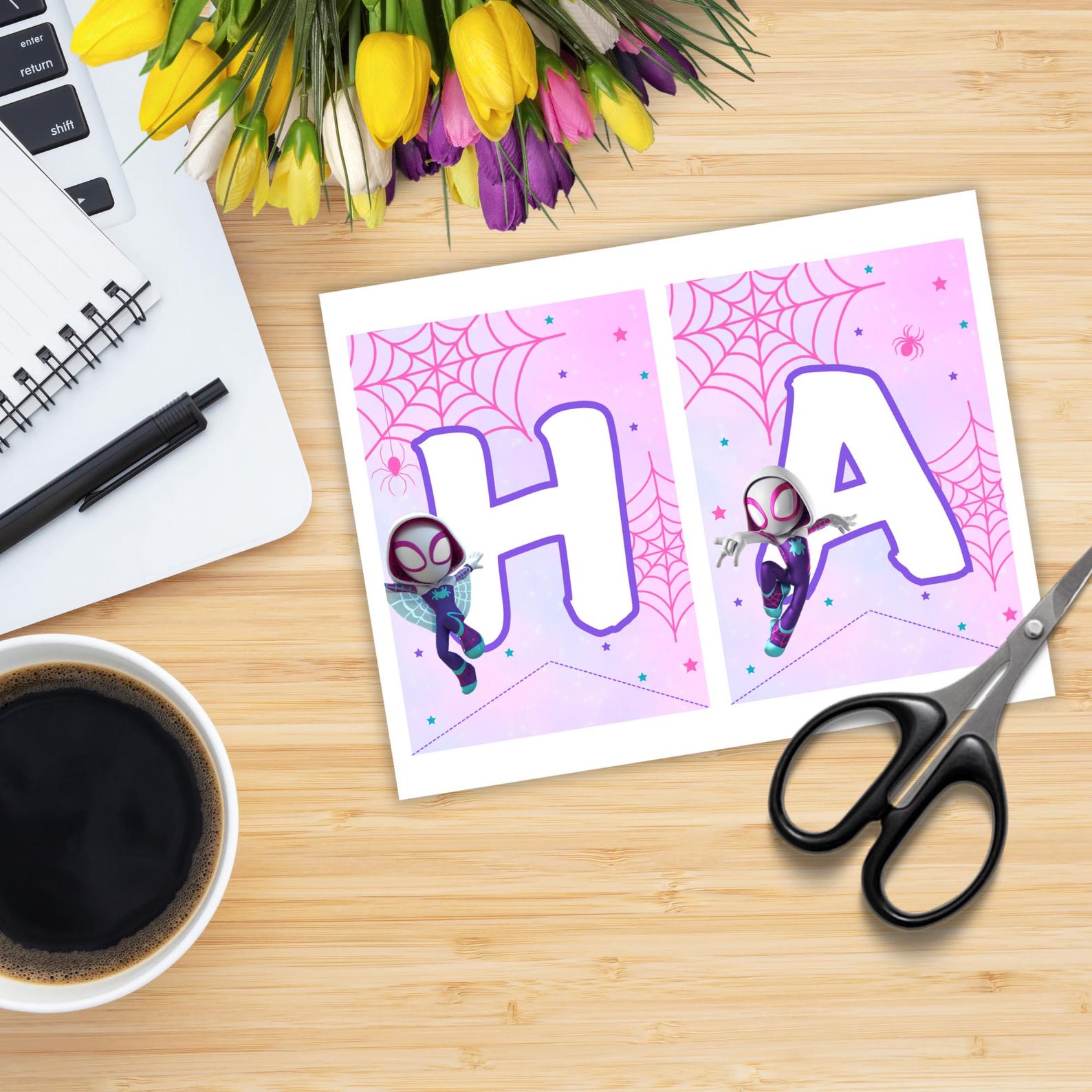 Editable Spider Gwen Birthday Banner Spidey Birthday Sign Spidey Girl ...