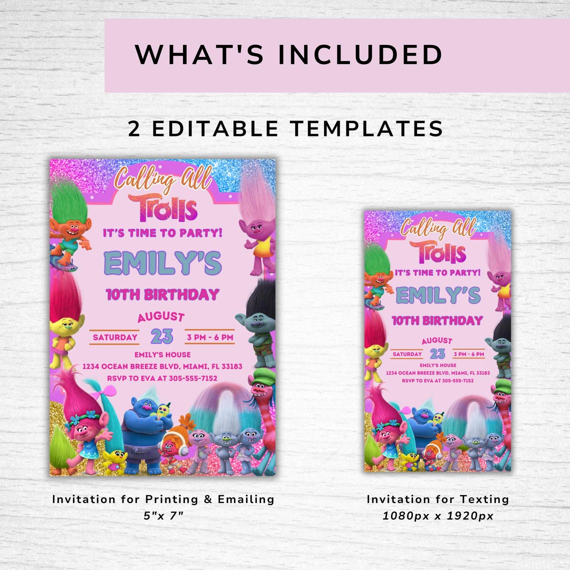 Editable Trolls Birthday Invitation I Trolls Craziest Party I Trolls ...