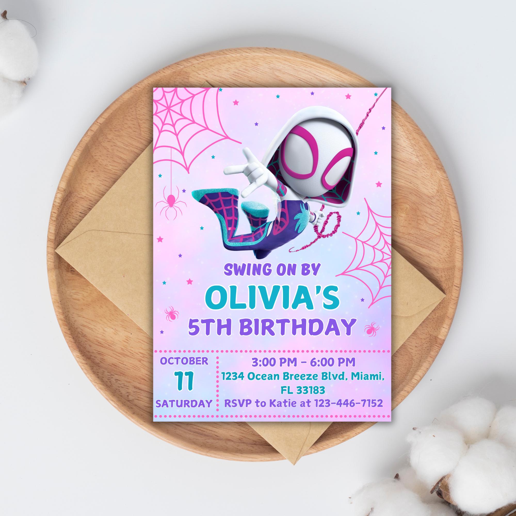 Editable Ghost Spider Birthday Invitation, Spidey Birthday Invite ...