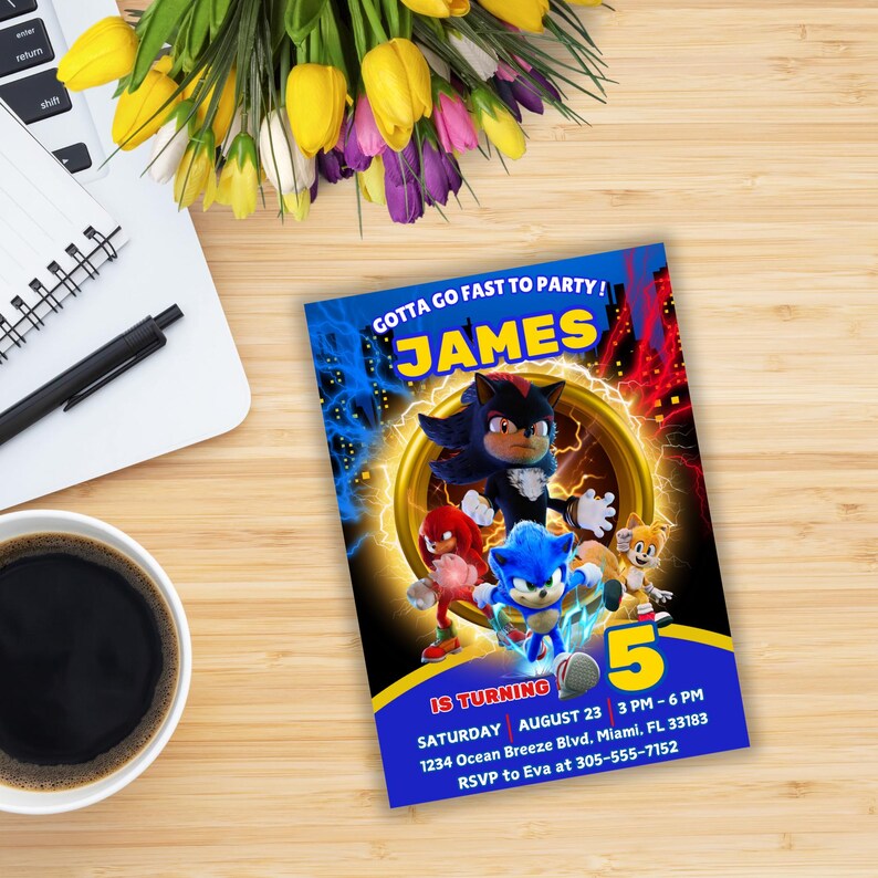 Editable Sonic Invitation, Sonic 3 Birthday, Sonic Invitation Template ...