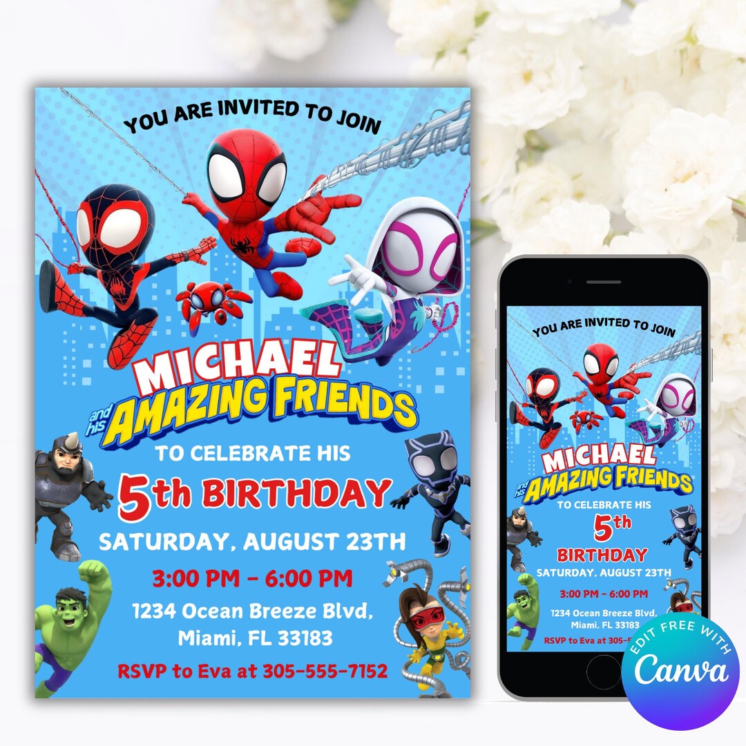 Editable Spidey Birthday Invitation, Spidey Party Invitation, Spidey ...