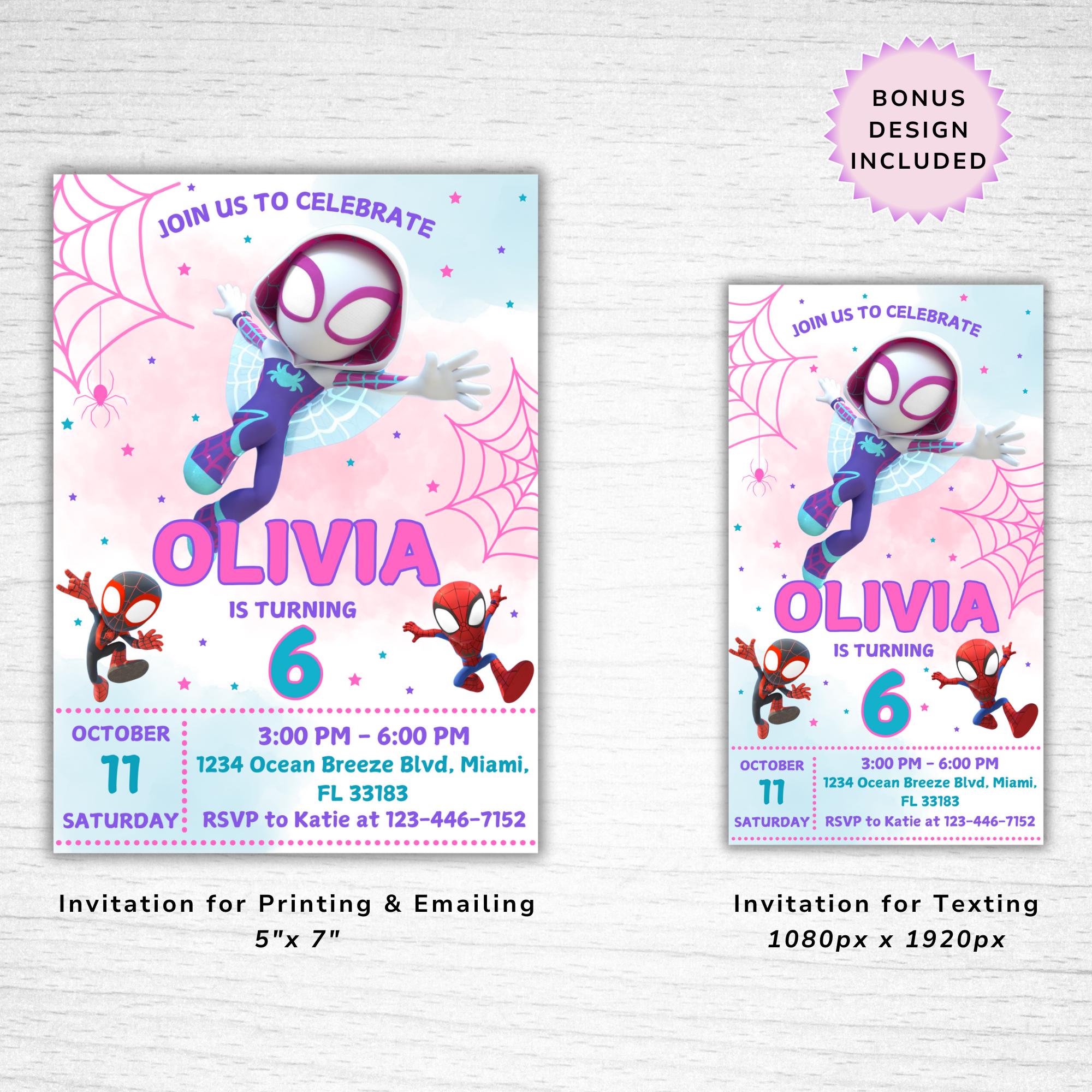 Editable Ghost Spider Birthday Invitation, Spidey Birthday Invite ...