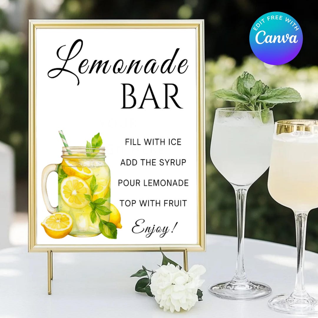 Editable Lemonade Bar Sign, Bridal Shower Bar Sign Graduation Party ...
