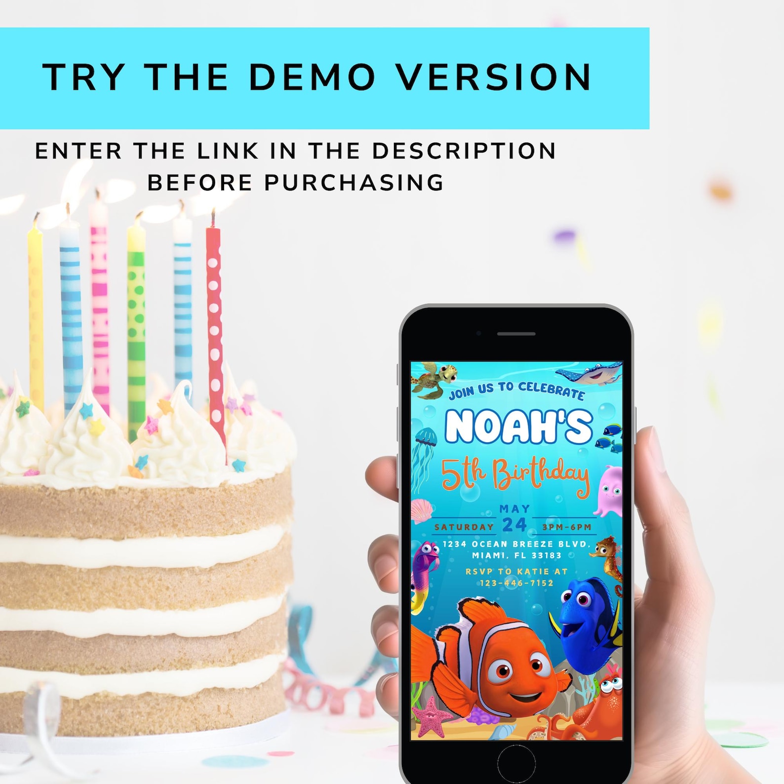 Editable Finding Nemo Birthday Invitation, Finding Dory Birthday ...