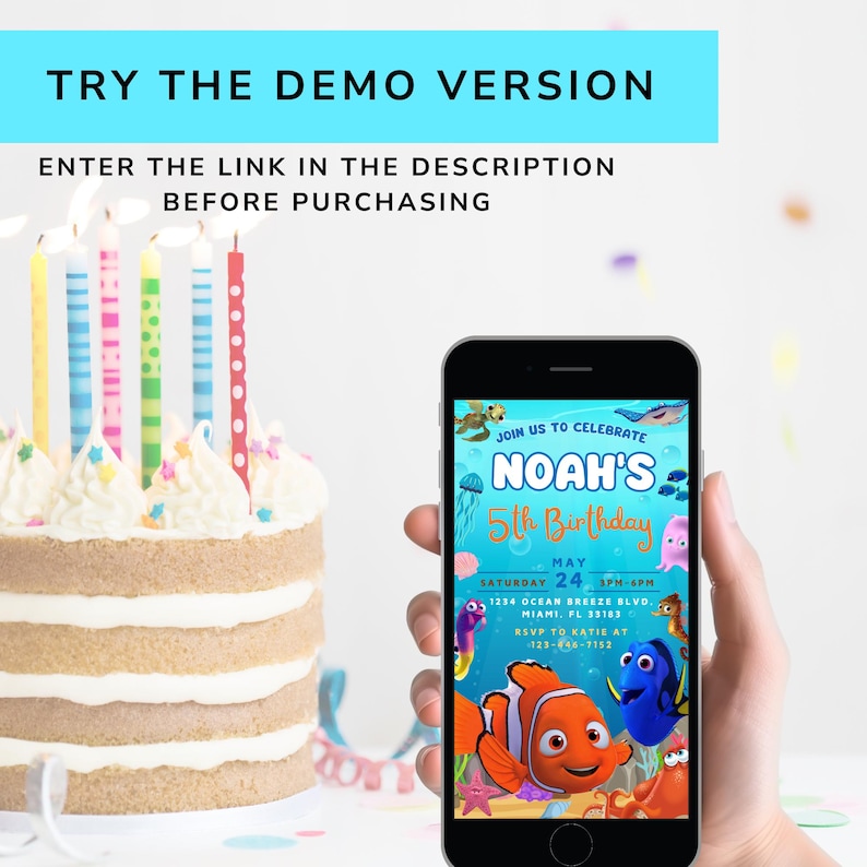 Editable Finding Nemo Birthday Invitation, Finding Dory Birthday ...