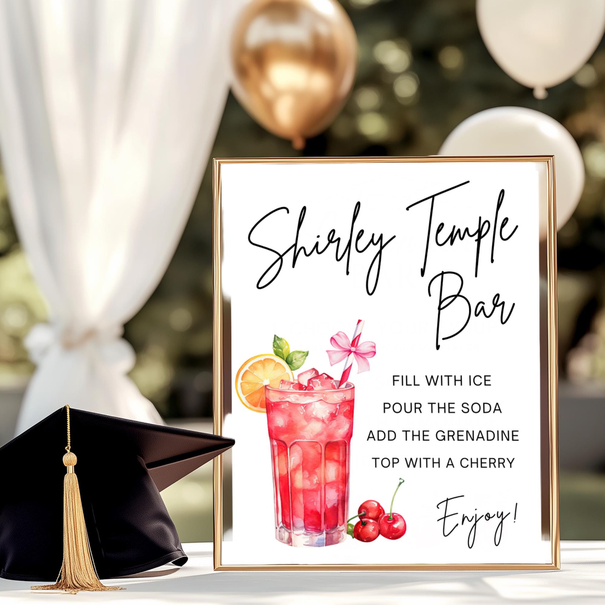 Editable Shirley Temple Bar Sign, Shirley Bar Drink Decor Bar Sign ...