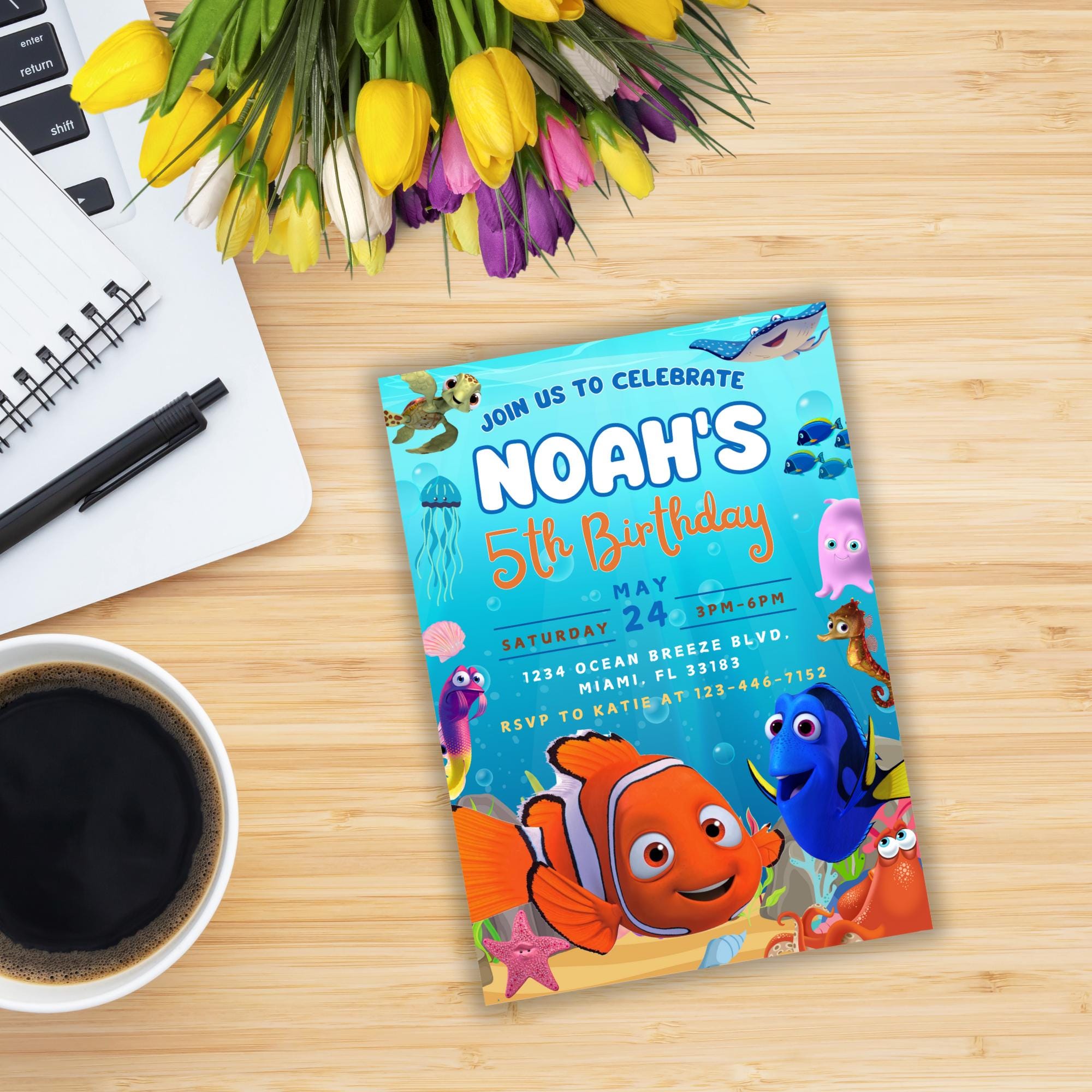 Editable Finding Nemo Birthday Invitation, Finding Dory Birthday ...