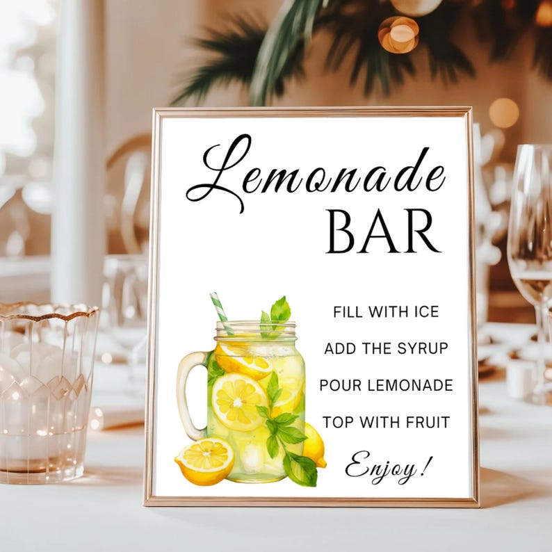 Editable Lemonade Bar Sign, Bridal Shower Bar Sign Graduation Party ...