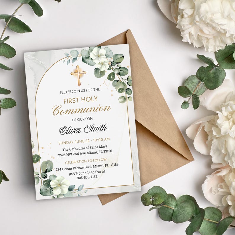 Editable First Holy Communion Invitation Template, Communion Invite ...